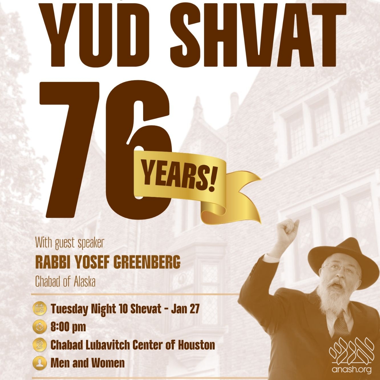 Live: Yud Shevat Farbrengen with Rabbi Yosef Greenberg | Anash.org